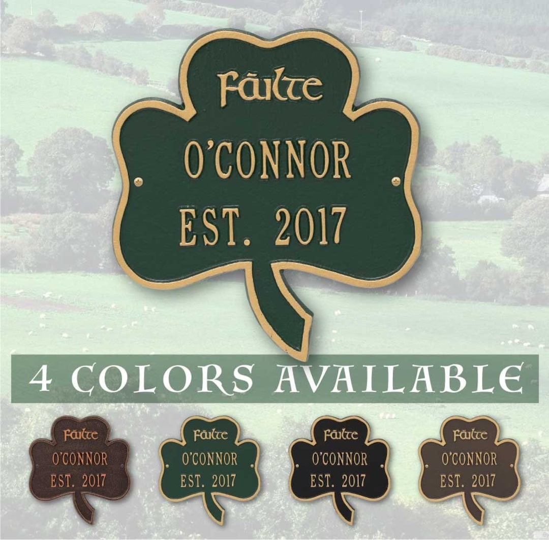 Custom Irish Shamrock House Plaque, Personalized Family Name - Etsy
