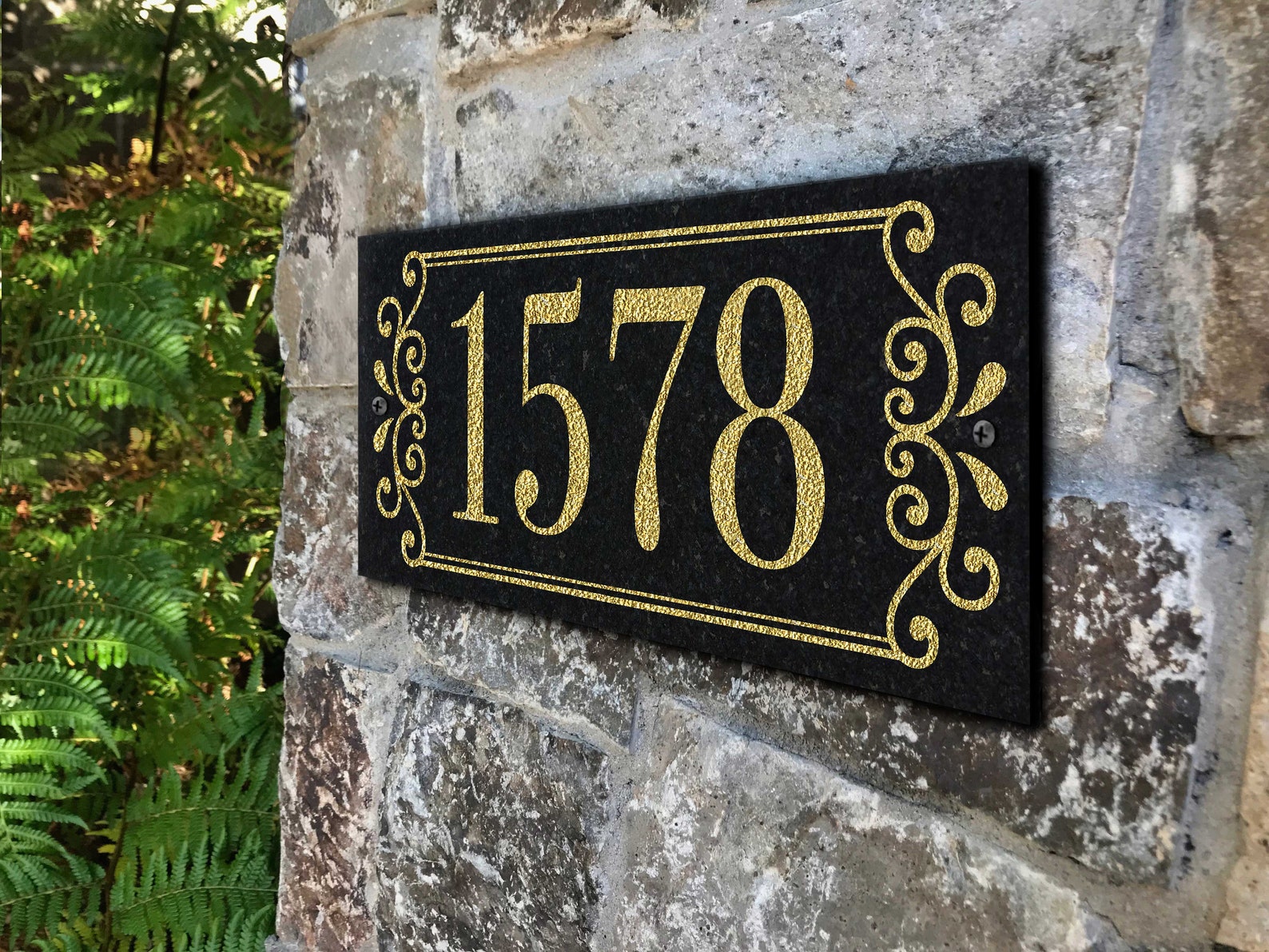 THE VINEYARD Stone Address Plaque With Engraved Numbers. | Etsy