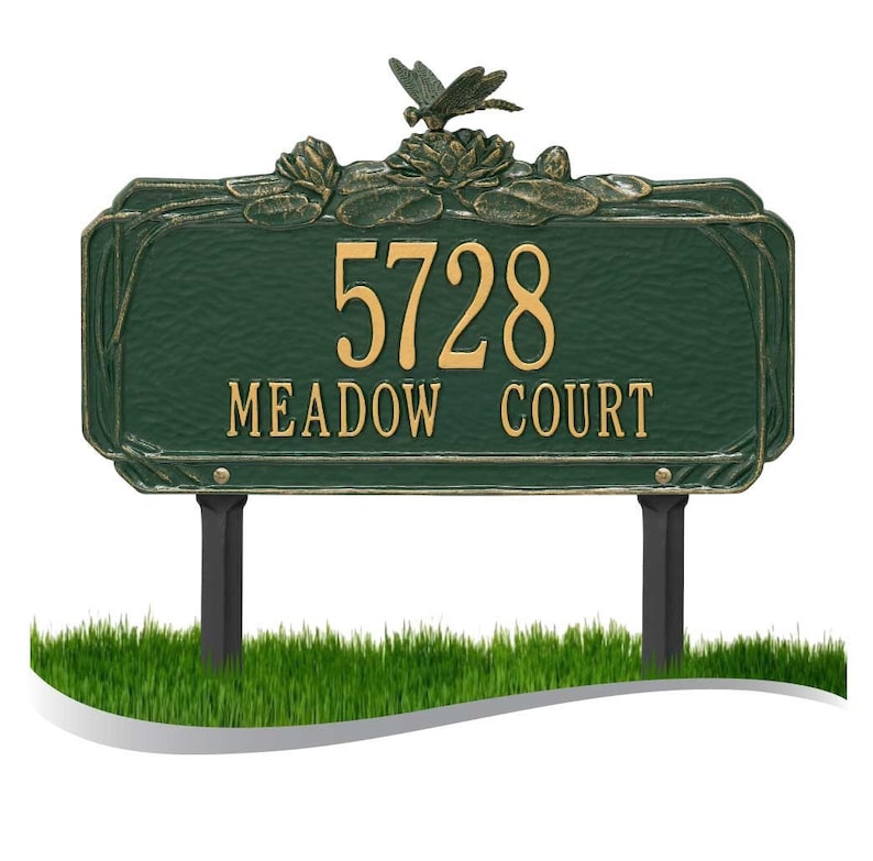Personalized Cast Metal Yard Plaque - the Dragonfly Garden Lawn Sign. 4 ...