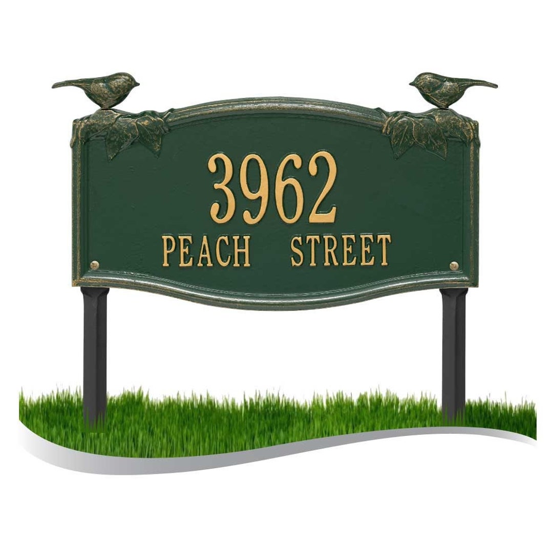 Personalized Cast Metal Yard Plaque - Vine Chickadee Lawn Sign. Four ...