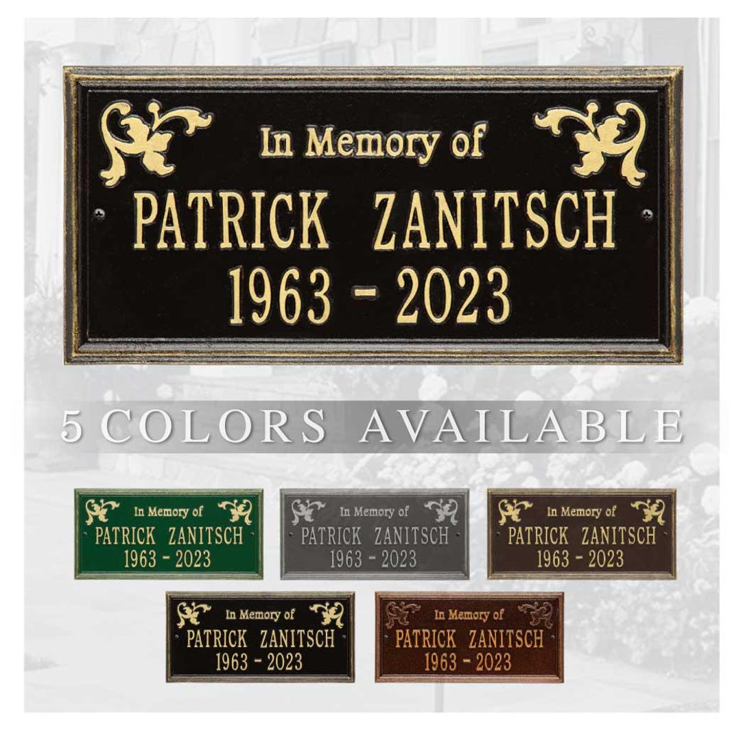 Personalized Cast Metal Memorial Plaque - the Wilmington, in Memory ...