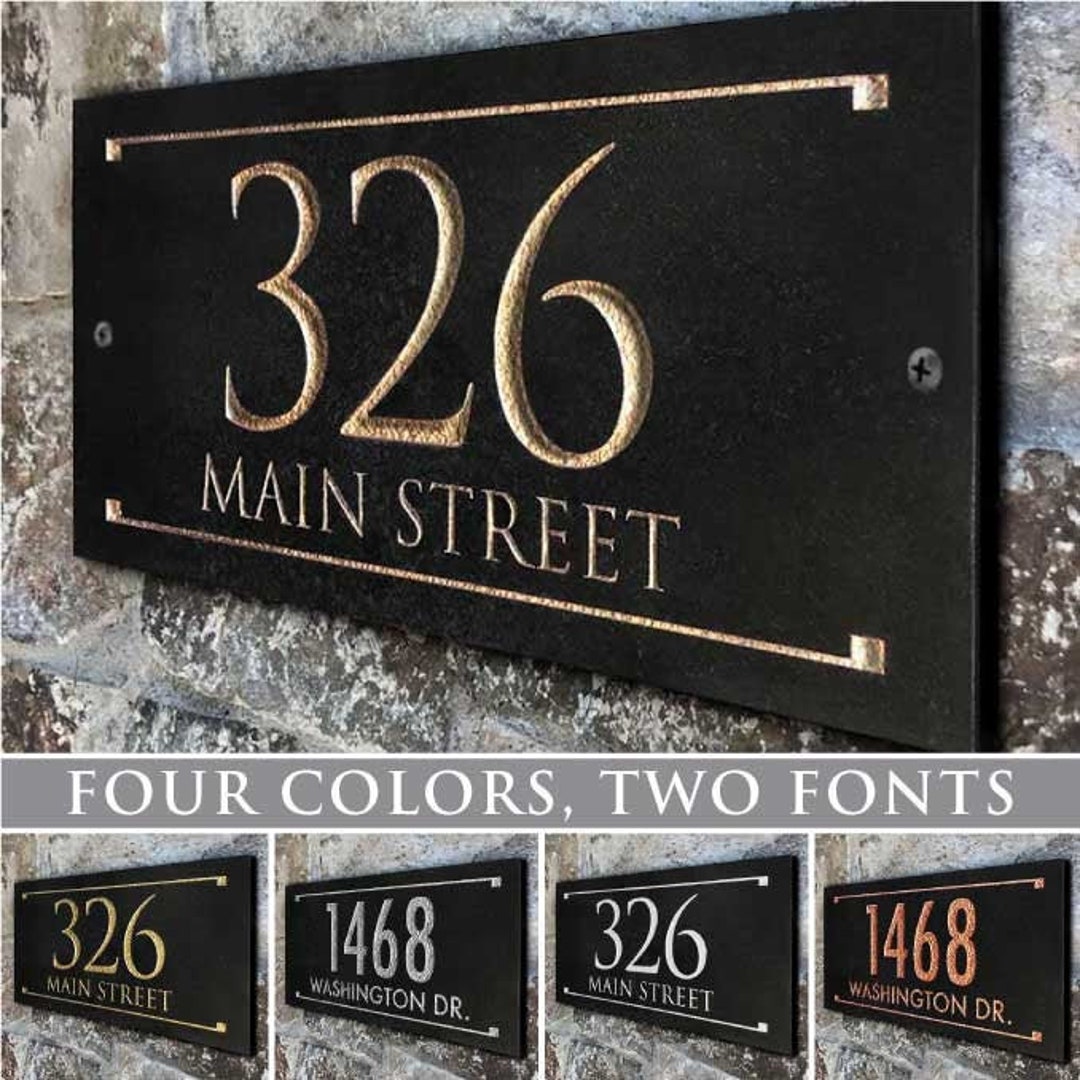 Stone Address Plaque With Engraved Numbers. Address Sign Made From ...