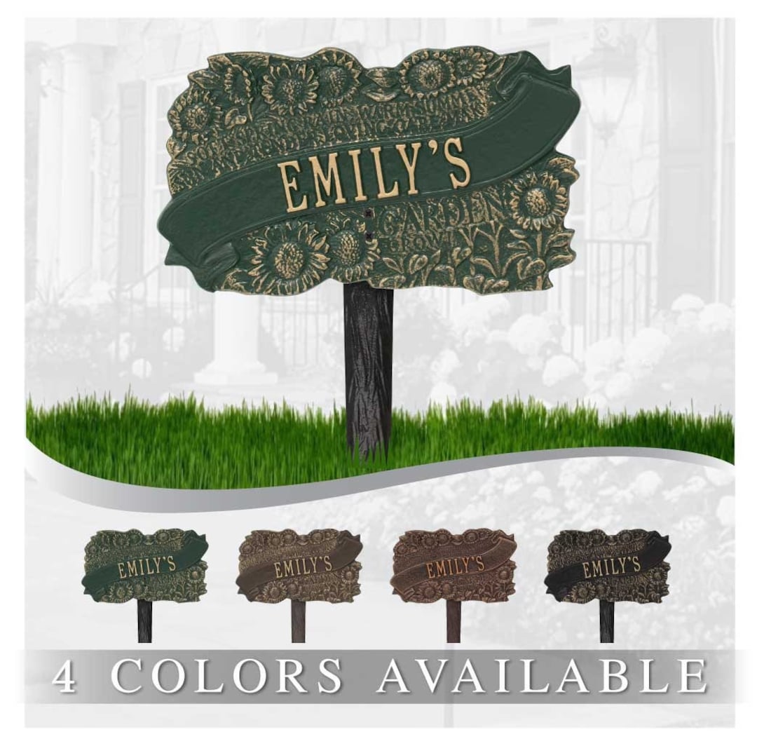 Personalized Cast Metal Yard Plaque - the TLC Garden Lawn Sign. 4 ...
