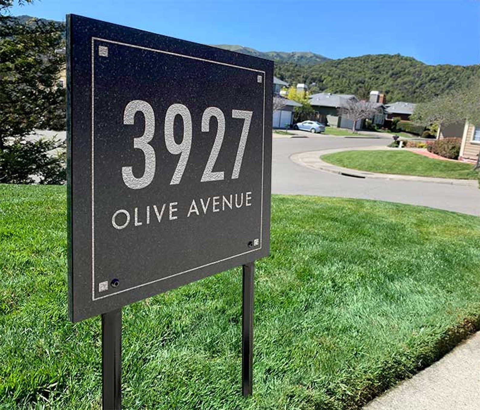 LAWN MOUNTED Stone Address Plaque With Engraved Numbers. - Etsy