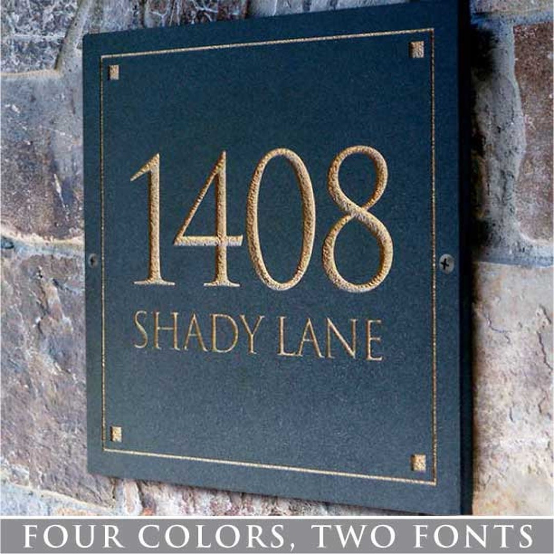 Stone Address Plaque With Engraved Numbers. Address Sign Made From ...