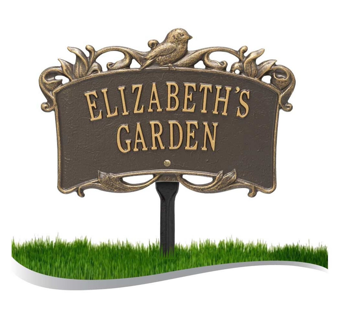 Personalized Cast Metal Yard Plaque - Song Bird Garden Lawn Sign. 4 ...