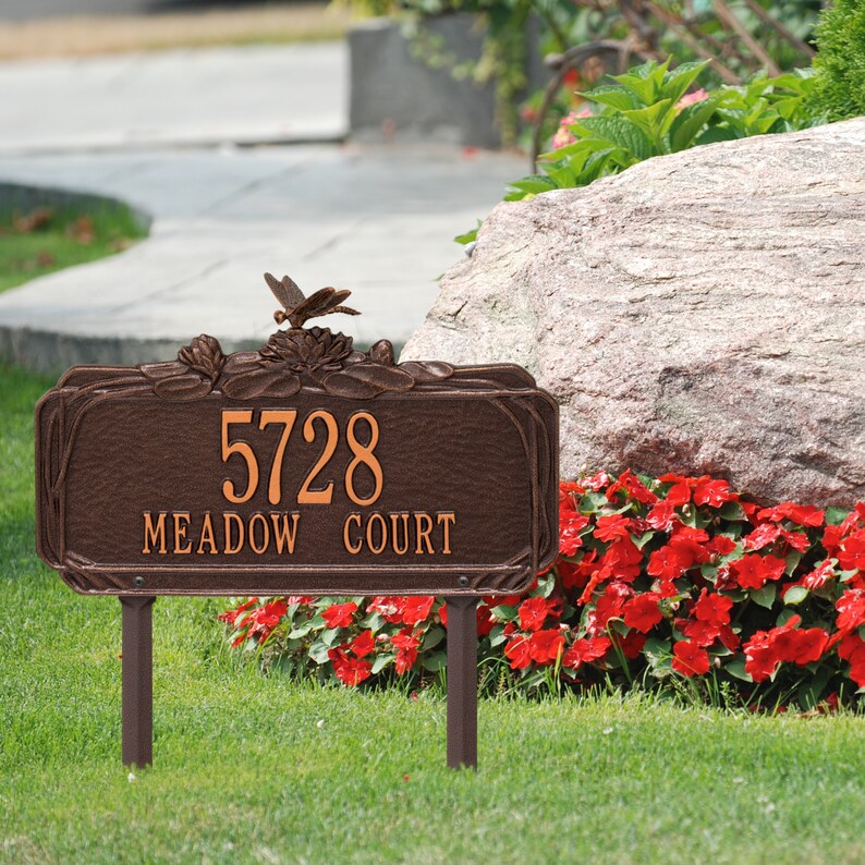 Personalized Cast Metal Yard Plaque - the Dragonfly Garden Lawn Sign. 4 ...