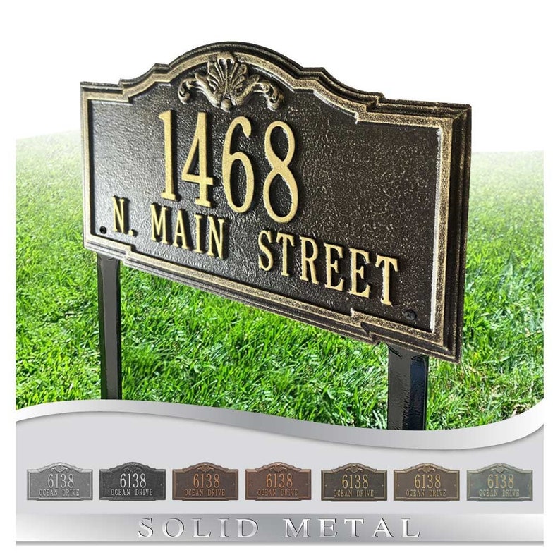 Personalized Metal Address Plaque – Lawn Mounted House Number Sign - Etsy