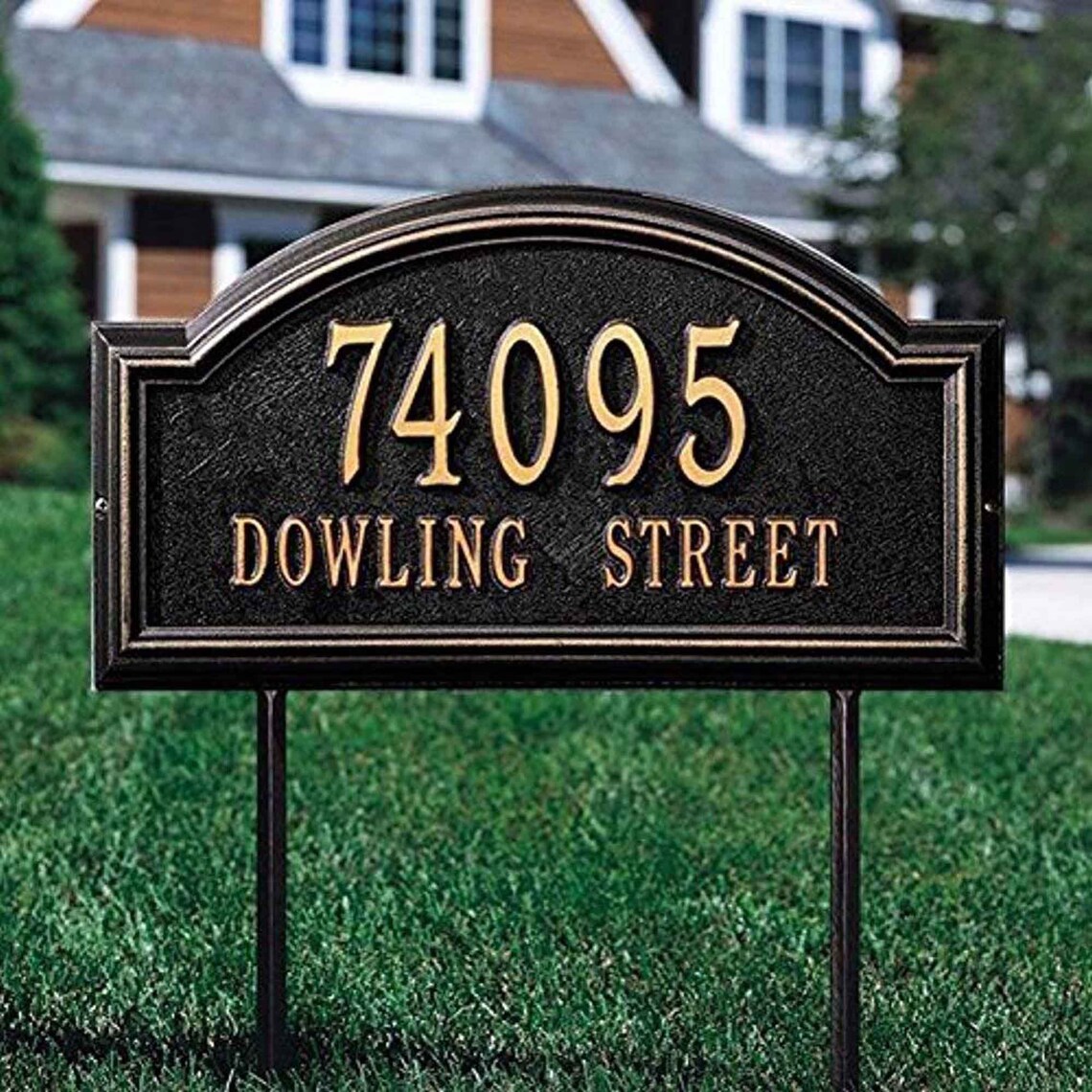 Personalized Metal Address Sign With Lawn Stakes - Etsy