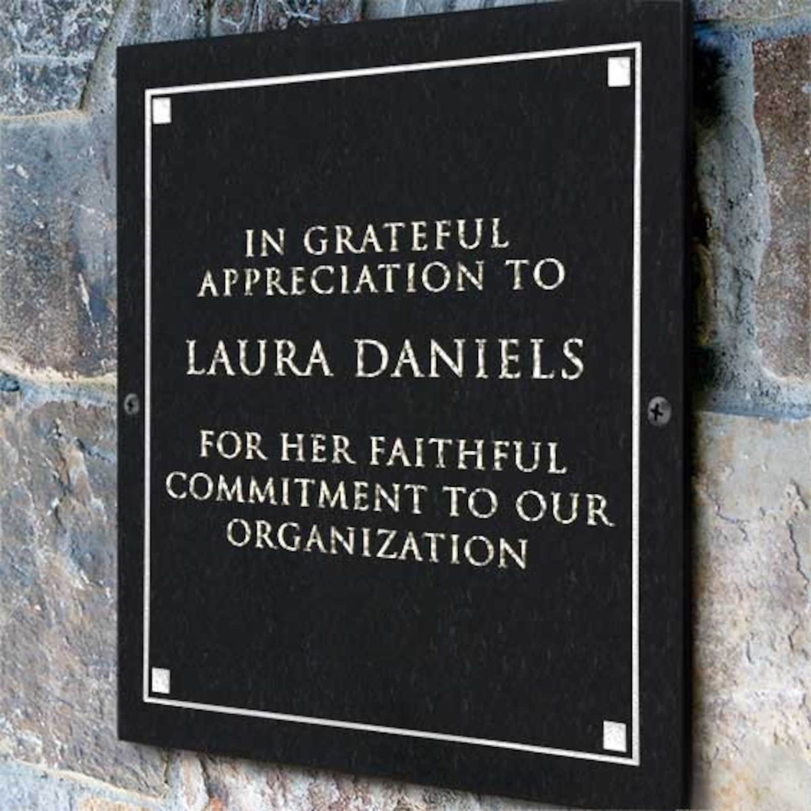 Stone Dedication Plaque With Engraved Text. Commemoration Sign Made ...