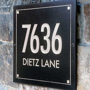 Stone Address Plaque With Engraved Numbers. Address Sign Made From ...