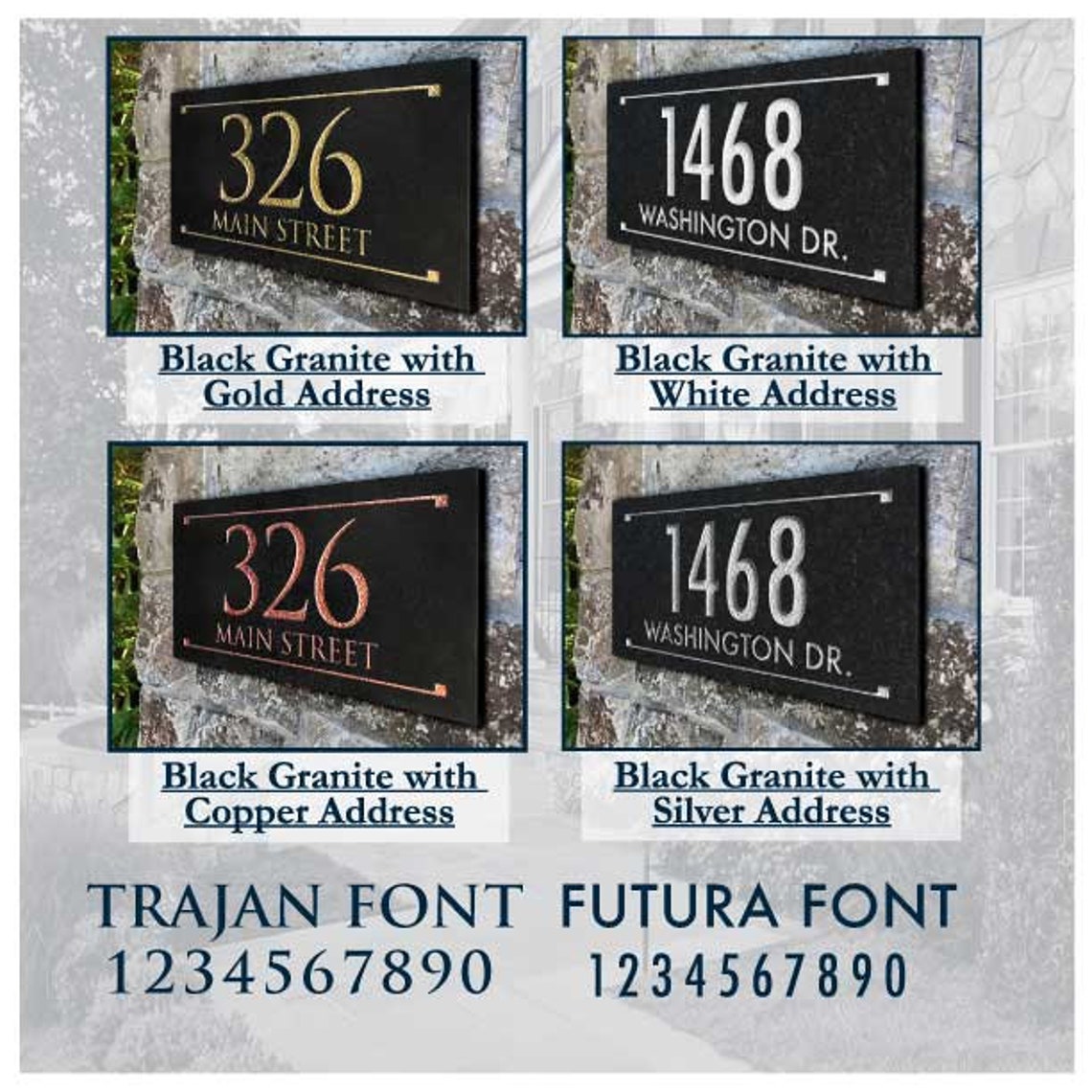 Stone Address Plaque With Engraved Numbers. Address Sign Made | Etsy