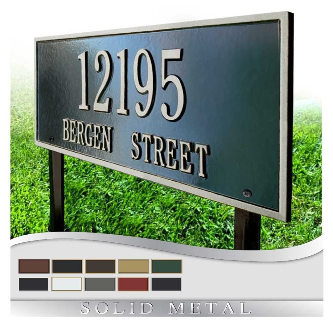 Lawn Mounted Address Plaque: Personalized Rectangle House Number Sign ...