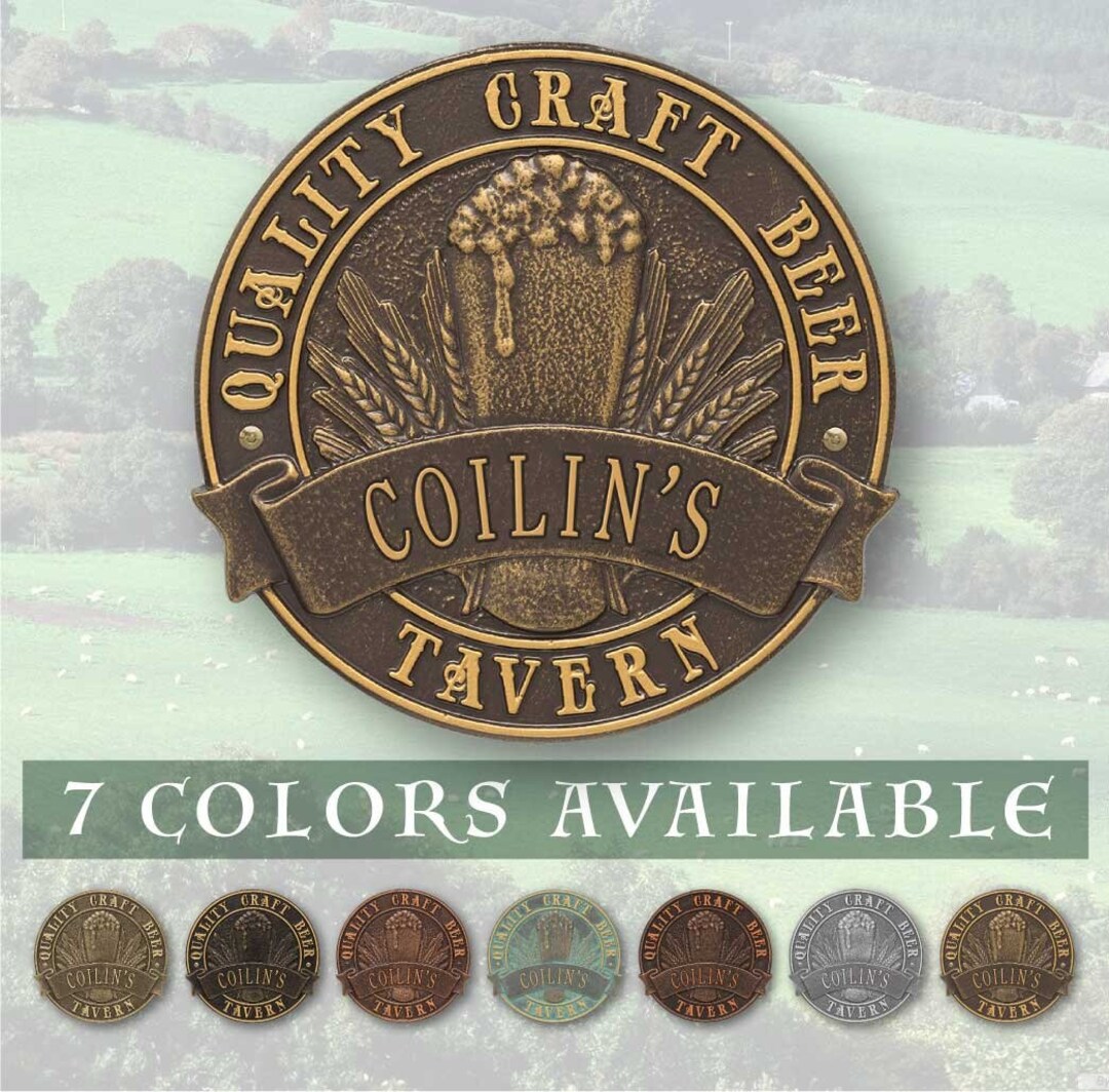Quality Craft Beer Tavern Plaque, With Personalized Family Name. Round ...