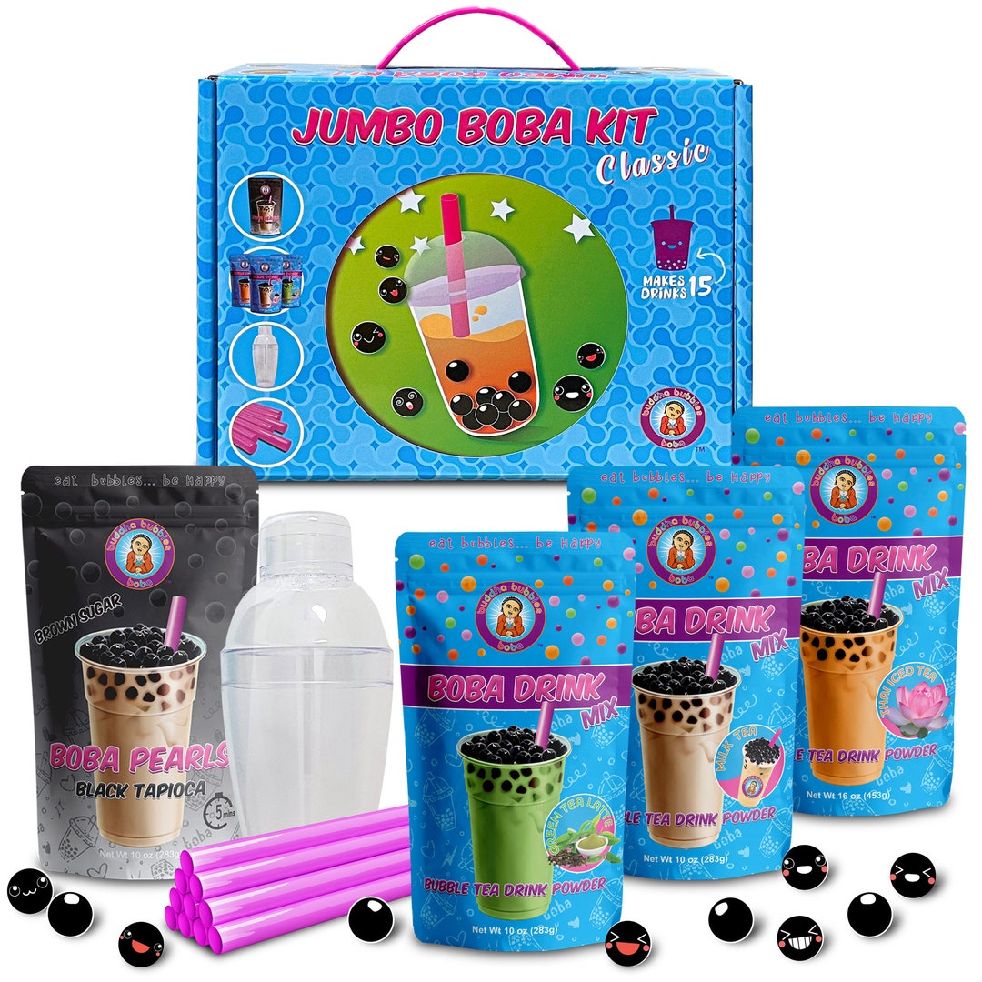 The NEW Jumbo Bubble Tea Kit Gift Box CLASSIC FLAVORS By: Buddha ...