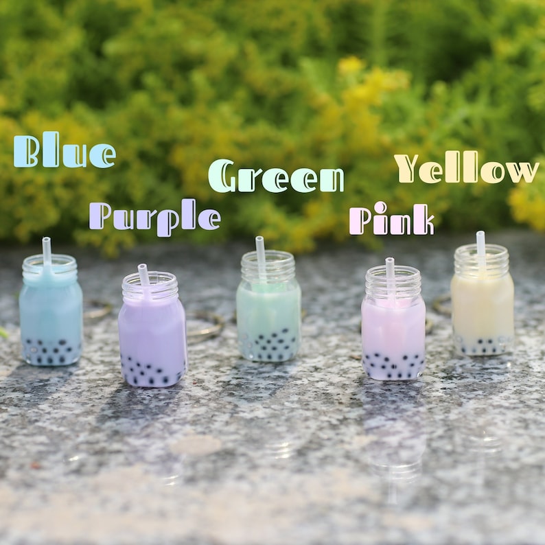 Yellow Boba / Bubble Tea Mason Jar Mug Kawaii Keychain / Keyring By ...