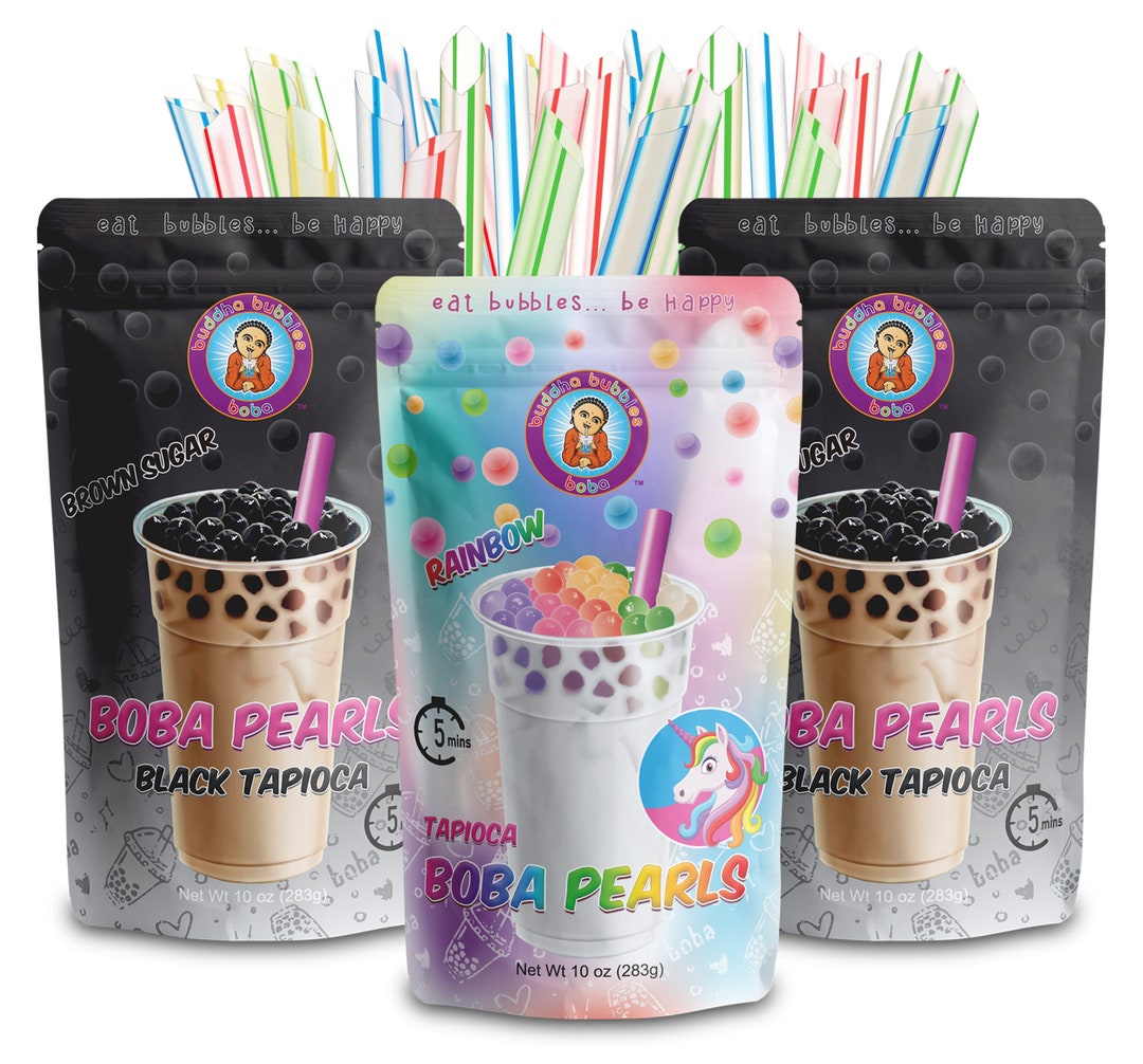 BOBA BUNDLE 3x Boba 50 STRAWS 5 Minute Boba / Tapioca Pearls by Buddha ...