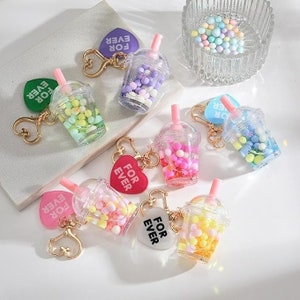 5 Piece Bundle Boba / Bubble Tea Mason Jar Mug Kawaii Keychains ...