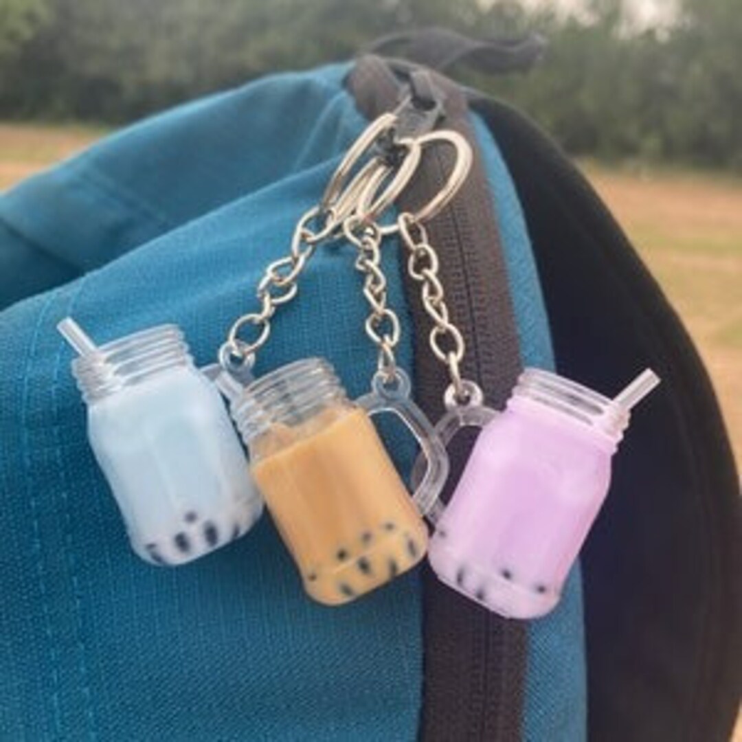 Pink Boba / Bubble Tea Mason Jar Mug Kawaii Keychain / Keyring By ...