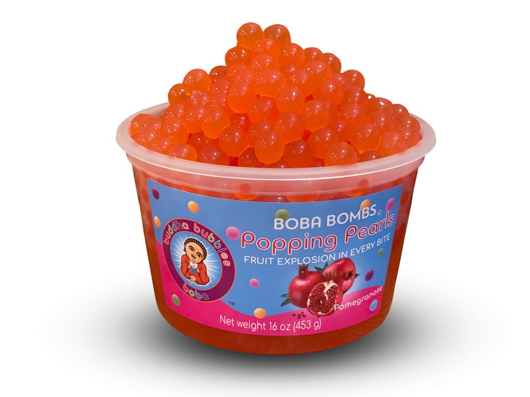 Premium POMEGRANITE BOBA BOMBS Popping / Bursting Boba Pearls / Dessert ...