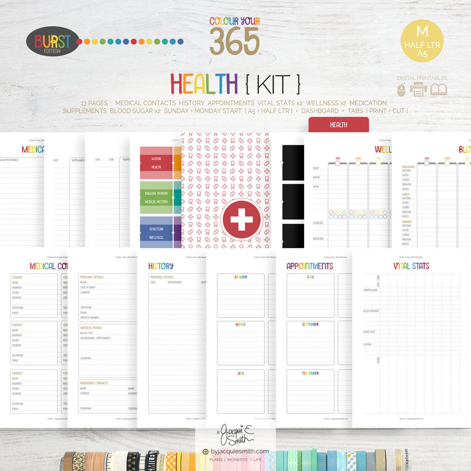 Printable Planner Health Wellness Medical Page Inserts | Etsy