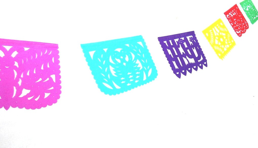 Paquete de 3 banderines papel picado papel para decoración | Etsy