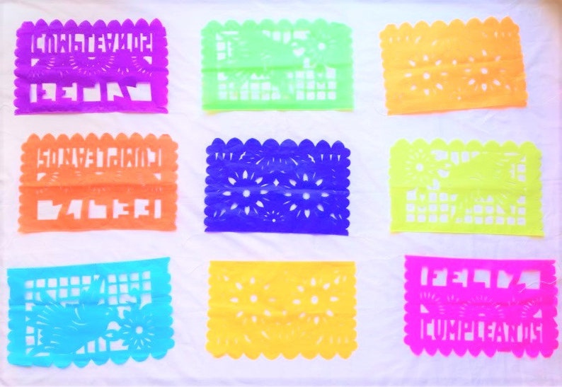 Feliz cumpleaños papel picado paquete de 10 banderines más - Etsy España