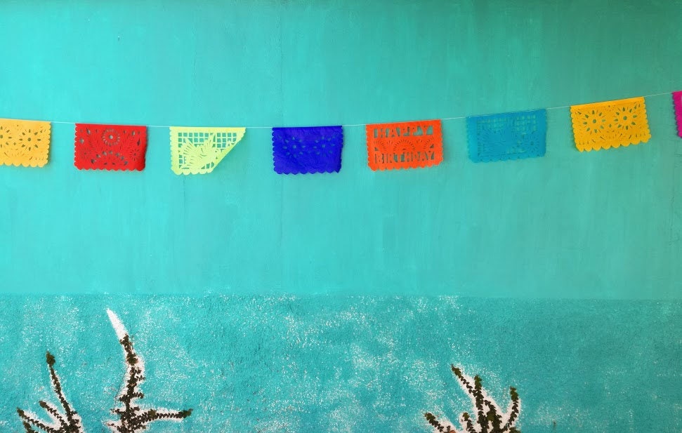 Happy Birthday Papel Picado Mexican Banner Rectangle - Etsy