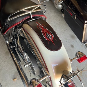 Black Leather Motorcycle Rear Fender Bib Panel for Harley Davidson W ...