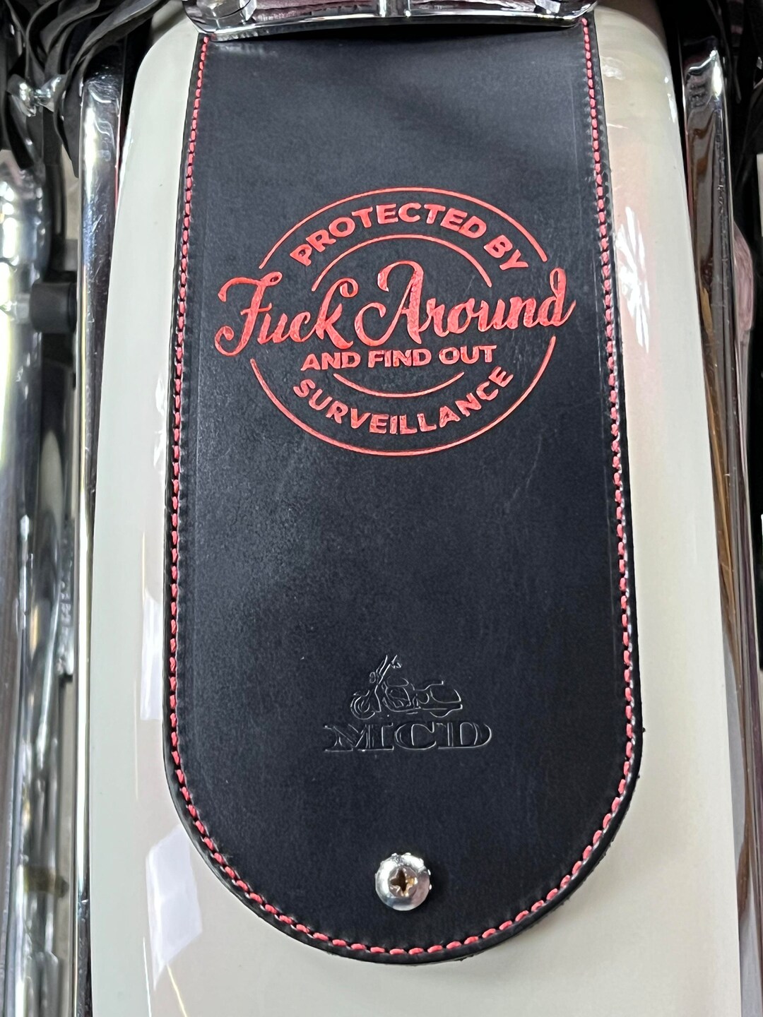 Custom Black Leather Motorcycle Rear Fender Bib Panel for Harley ...