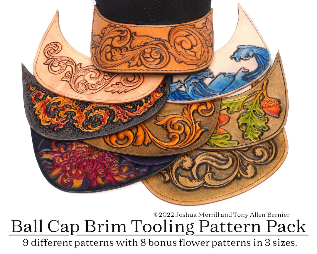 Leather Ball Cap Brim Tooling Pattern Pack - Etsy