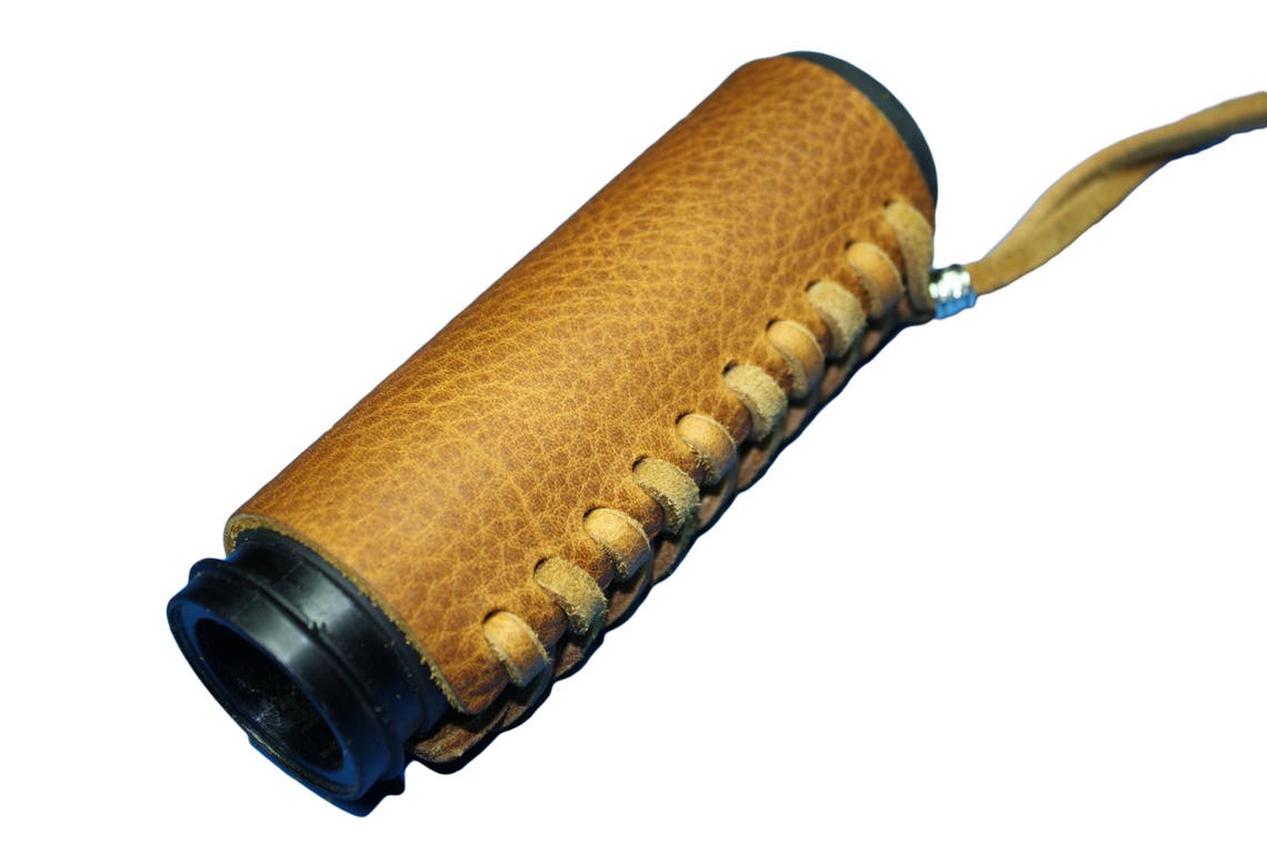 Tan Leather Motorcycle Hand Grip Throttle Covers Wrap W/ Beads for ...