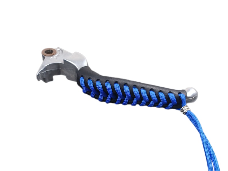 Black Leather Motorcycle Lever Covers With Blue Paracord Lace - Etsy