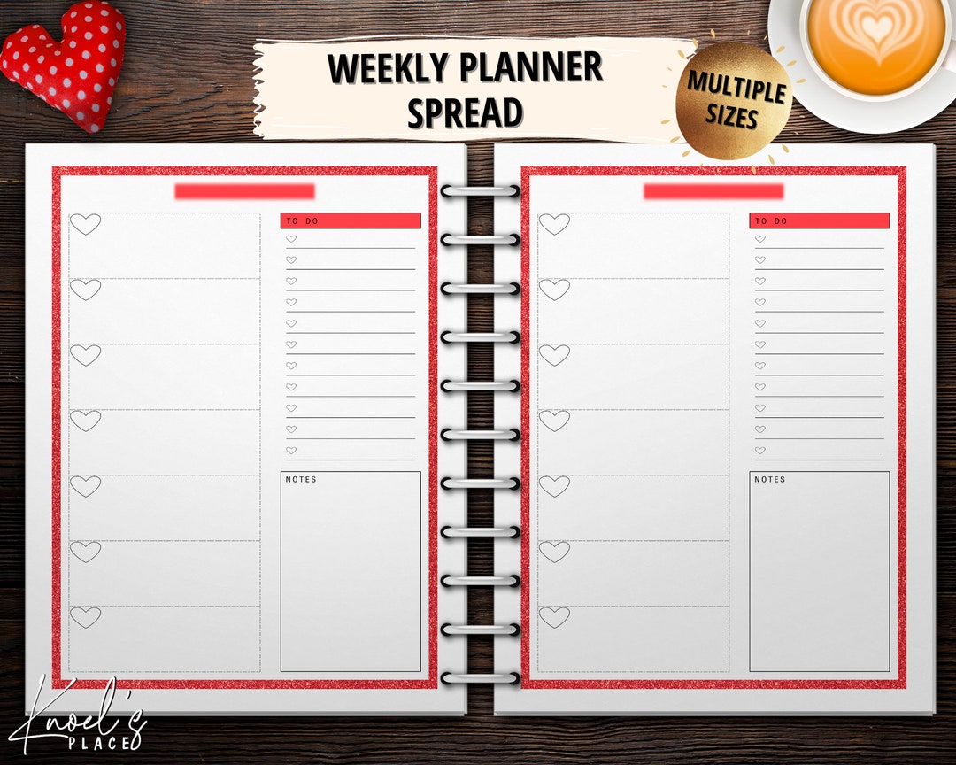PRINTABLE Weekly Valentine's Day Glitter Heart DIY Bullet Journal Page ...