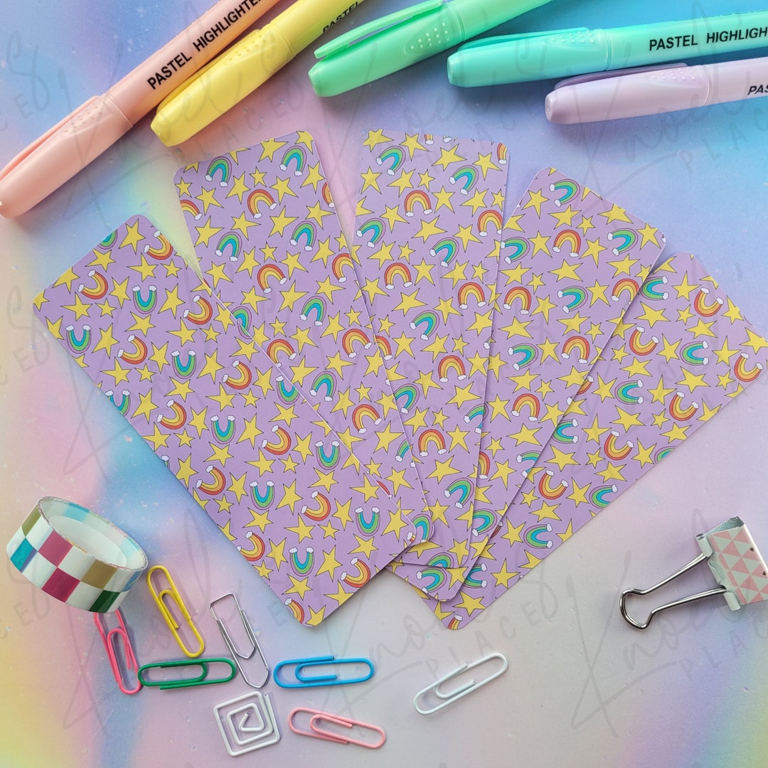 Kawaii Pattern Bookmark With Star Bookmark With Rainbow Bookmark Gift ...