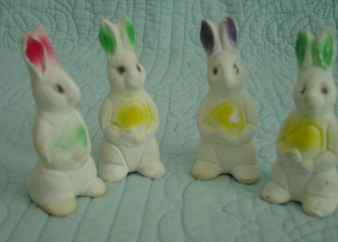 4 Chalkware Rabbits 3 Inches Tall Matched Set Easter Decor - Etsy