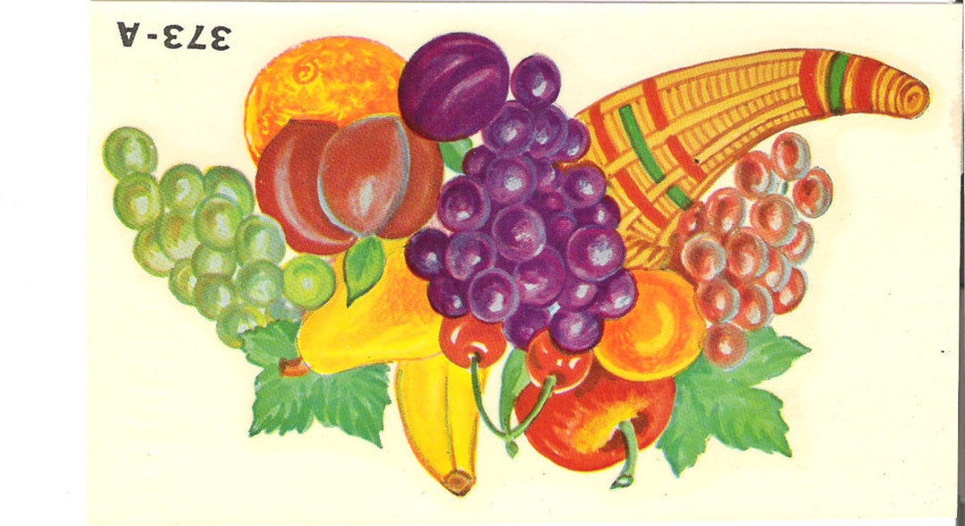 Vintage Duro Decal Retro Fruit Cornucopia Kitchen Water Slide Transfer ...