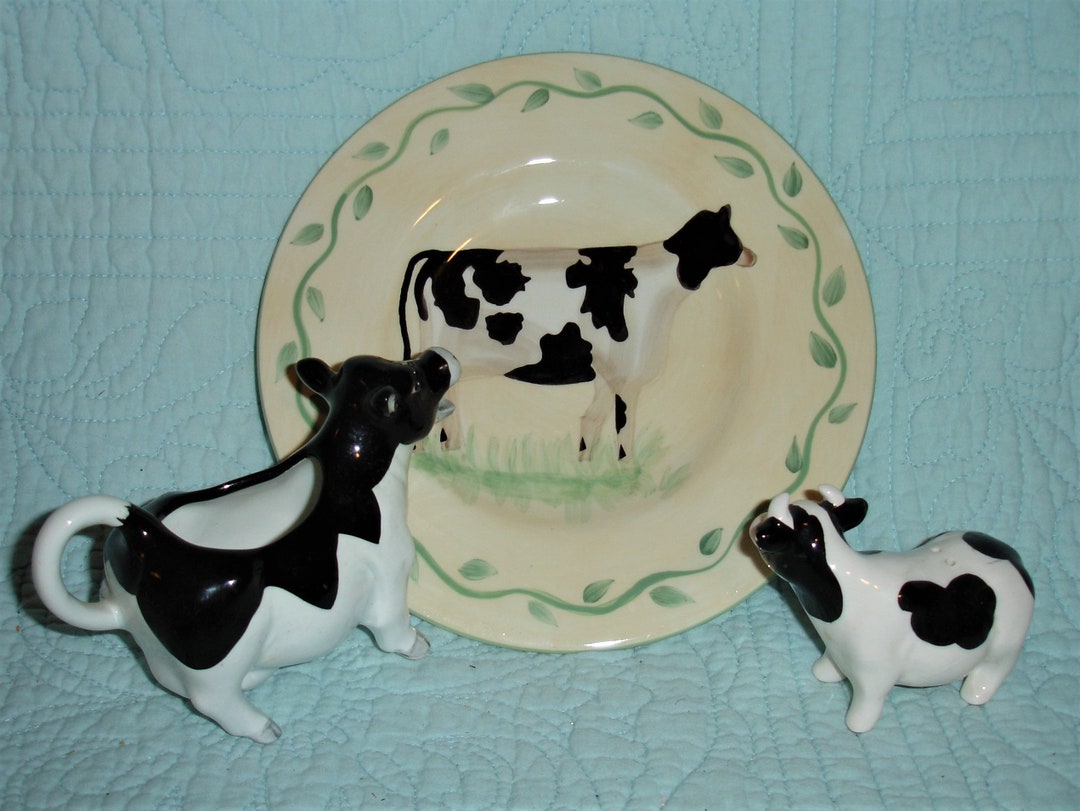 Holstein Cow Collectibles, Black and White Cow Plate, Vintage Otagiri ...