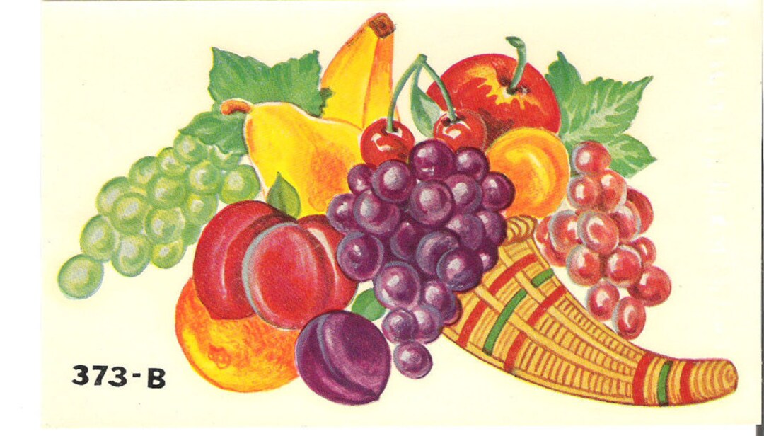 Vintage Duro Decal Retro Fruit Cornucopia Kitchen Water Slide Transfer ...