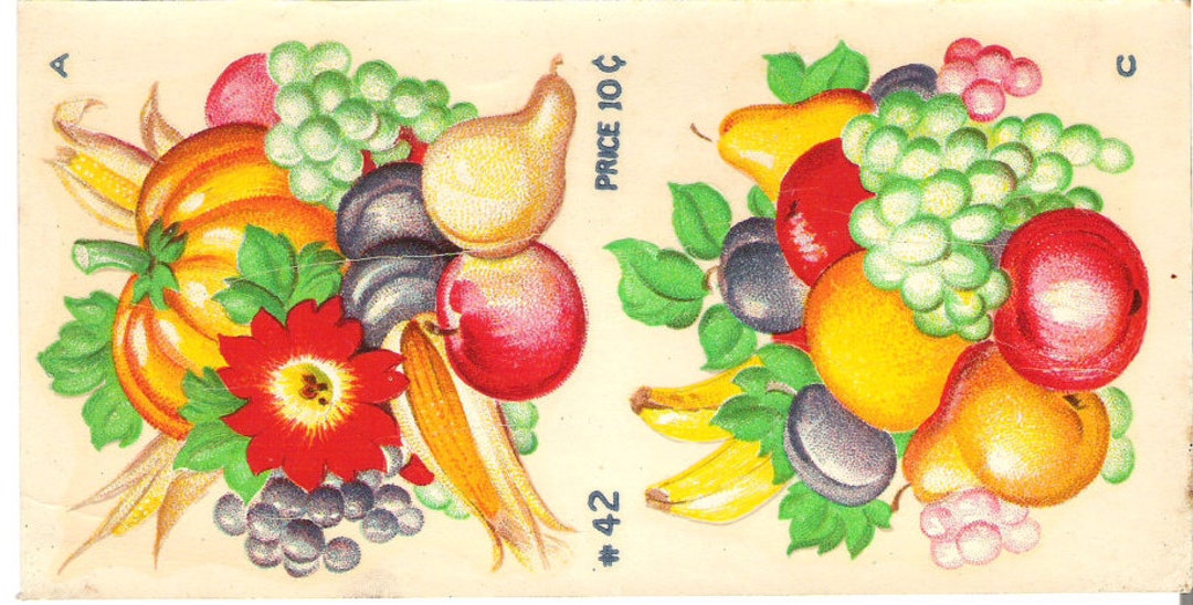 Vintage Duro Decal Retro Fruit Arrangements Kitchen Water Slide ...