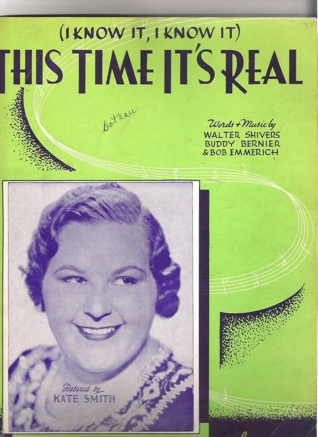 Vintage Sheet Music This Time It's Real 1938 Kate Smith Sheet Music ...
