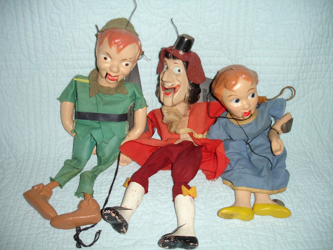 3 RARE Composition Marionettes: Peter Pan, Wendy, and Captain Hook by ...