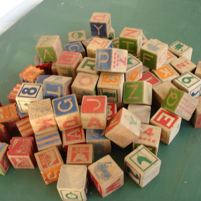 Antique Wooden Building Blocks - Etsy