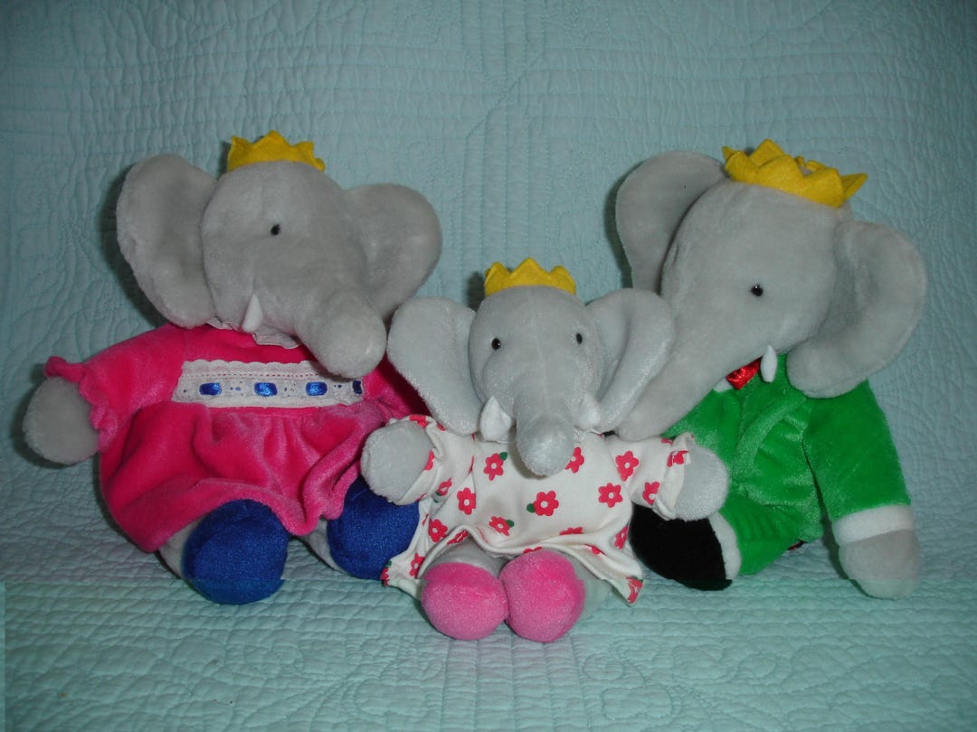 Babar the Elephant Stuffed Animal by Gund With Elephant Wife Queen ...