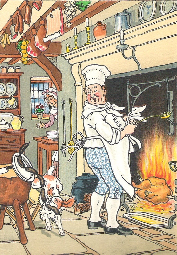 Rare Antique Comic Chef and Dog French Postcard Signed by - Etsy