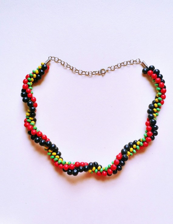 Rasta Beaded Necklace Rasta Colors Wood Beads Jewelry | Etsy