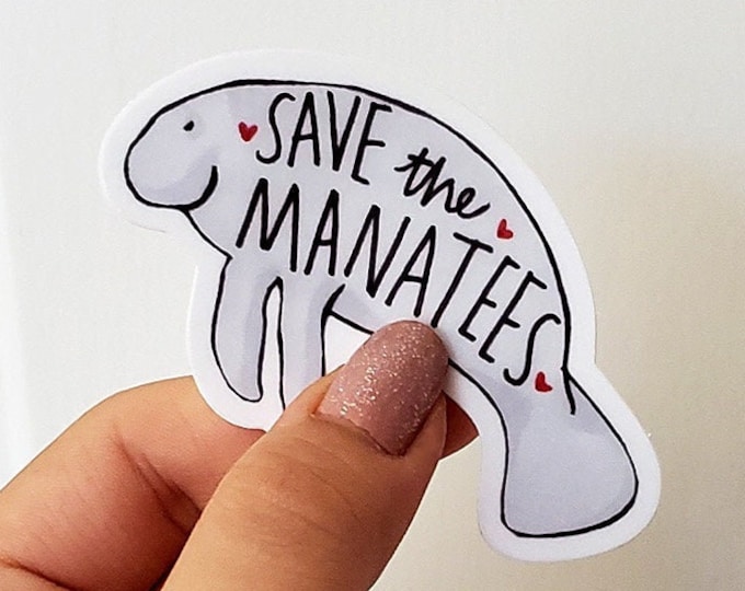 Save the Manatees Vinyl Sticker - Etsy