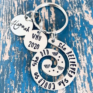 She Believed She Could so She Did Swirl Key Ring, Graduation Keychain ...