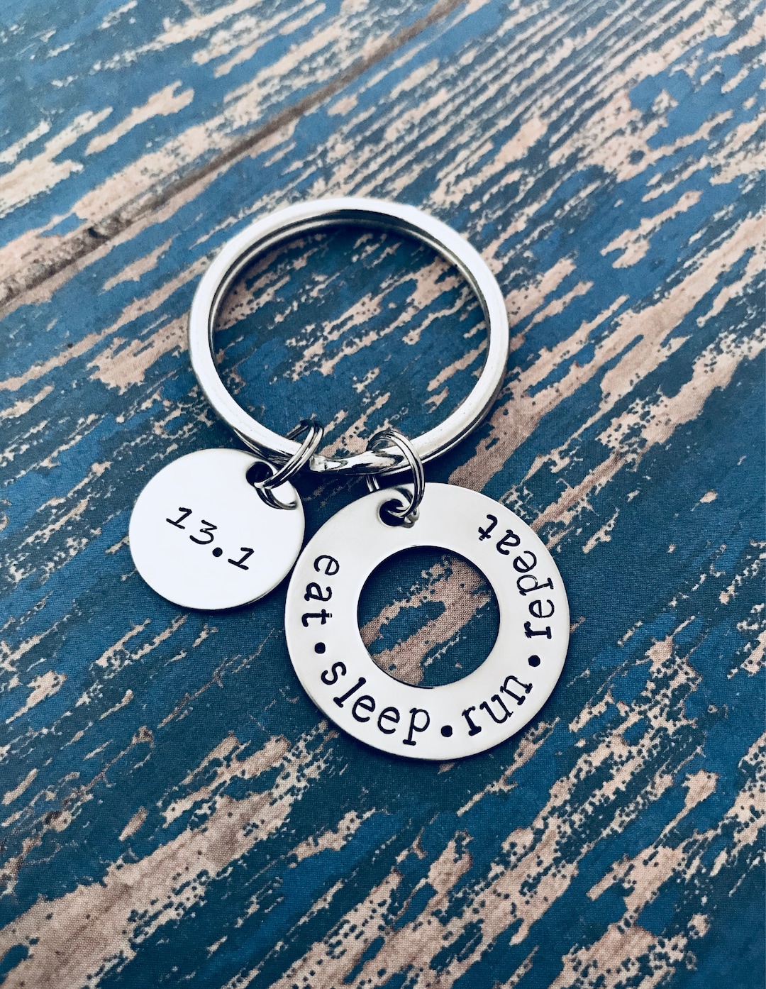 Eat Sleep Run Repeat Washer Key Ring With Disc for Initials - Etsy