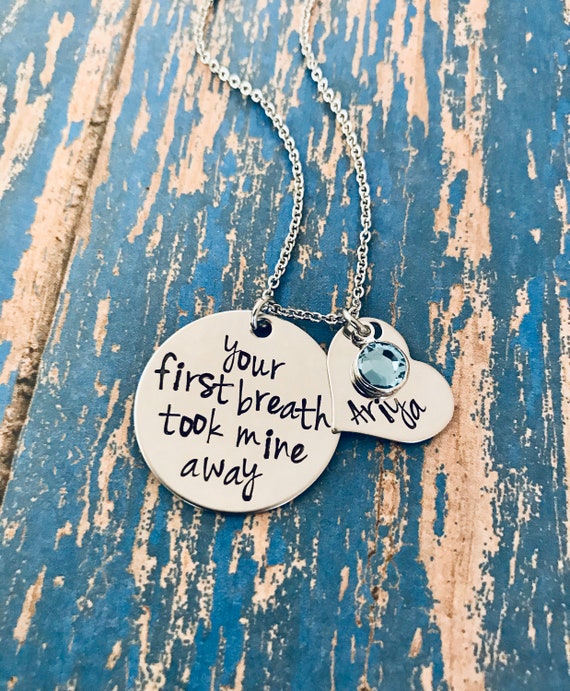 Your First Breath Took Mine Away Necklace With Heart and - Etsy